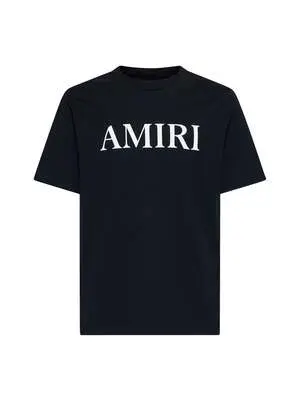 Amiri Black T-shirt With Logo Lettering Print In Cotton - Multicolor