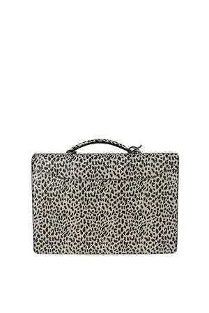 Celine Leopard Print Leather Satchel Bag