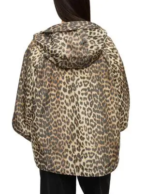 GANNI Nylon Jacket With Leopard Print