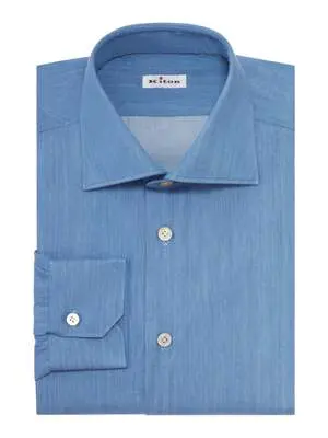 Kiton Classic Denim-effect Cotton Shirt - Blue