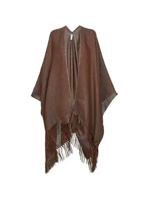 Brunello Cucinelli Fringed Poncho - Brown