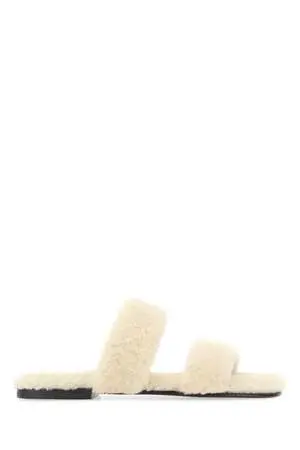 Saint Laurent Ivory Shearling Bleach Slippers - White