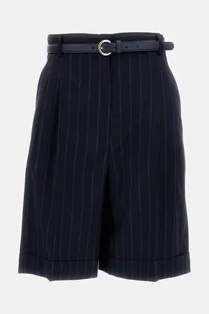 Max Mara Pinstriped Virgin Wool Bermuda Shorts - Multicolor
