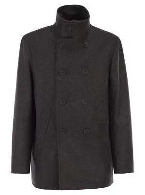 Herno Double-breasted Coat In Wool Blend - Multicolor