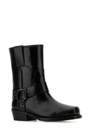 Valentino Garavani Leather Biker Rockstud Ankle Boots