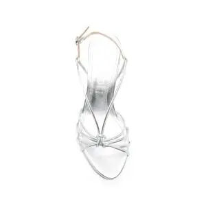 AeydĒ Tone Calf Leather Strappy Knotted Slingback Shoes - Silver