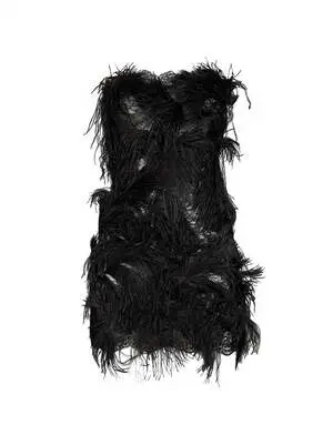 Attico Lace And Feather Strapless Mini Dress - Multicolor