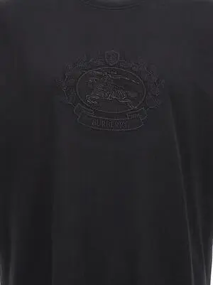 Burberry Logo Embroidery T-shirt - Black
