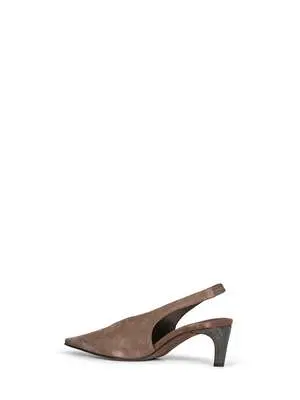 Brunello Cucinelli Bark Suede City Slingback Slingback Pumps