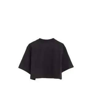 Balenciaga Embroidered Logo Cropped Short Sleeve Top