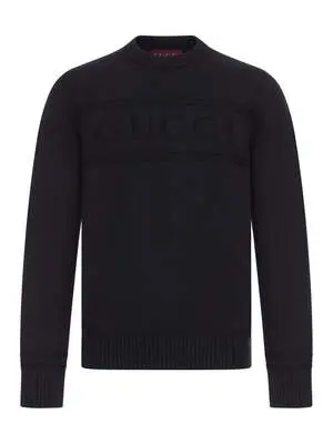 Gucci Cotton Knitted Sweater With Intarsia - Black