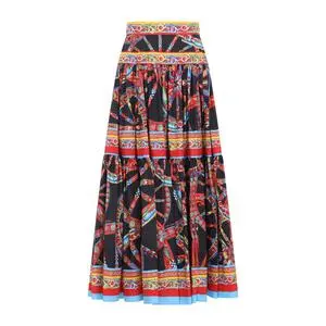 Dolce & Gabbana Popeline Midi Carretto Skirt - Multicolor