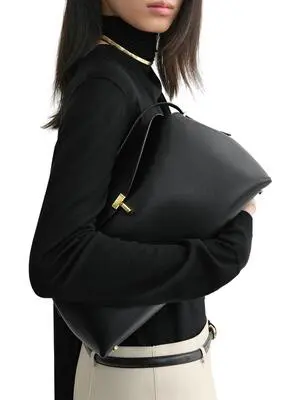 TOTEME T-lock Handbag In Smooth Calfskin - Black