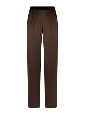 TOM FORD Stretch Silk Satin Trousers - Brown