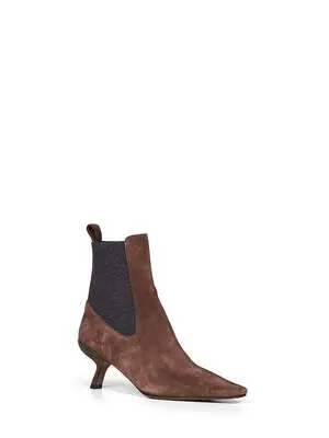 Brunello Cucinelli Suede Heeled Ankle Boots - Multicolor