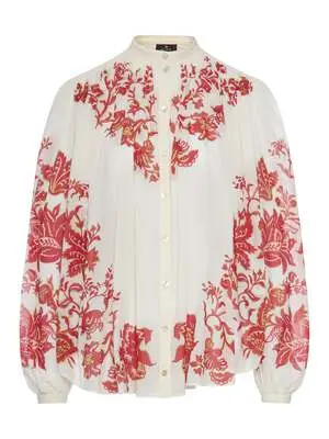 Etro Cotton Voile Blouse With Floral Print - Multicolor
