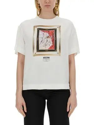 Moschino Enver Satin Blouse Still Life With Heart - White