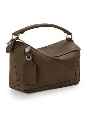 Loewe Featherlight Puzzle Small Bag In Garnet Nubuck - Multicolor