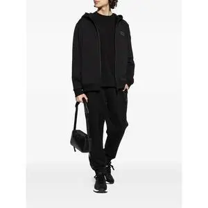 Moncler Cotton Logo Zip Hoodie - Black