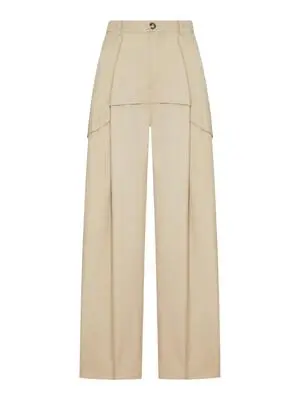 Loewe X Paula`s Ibiza Lightweight Cotton Trousers With Asymmetric Panel Construction - Cream