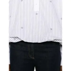 Gucci Striped Embroidered Blouse - White