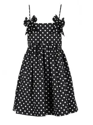 GANNI Polka Dot Mini Dress - Black