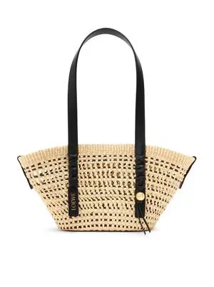 Loewe X Paula`s Ibiza Small Woven Basket Made Of Iraca Palm And Calfskin - Multicolor