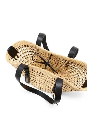 Loewe X Paula`s Ibiza Small Woven Basket Made Of Iraca Palm And Calfskin - Multicolor