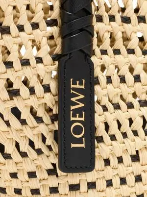 Loewe X Paula`s Ibiza Small Woven Basket Made Of Iraca Palm And Calfskin - Multicolor