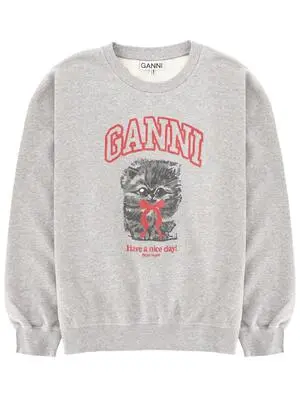 GANNI GANNI Printed Crewneck Sweatshirt Gray
