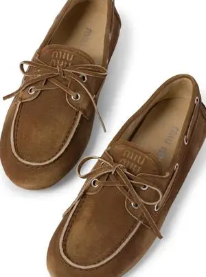Miu Miu Unlined Loafers In Delave` Suede - Multicolor