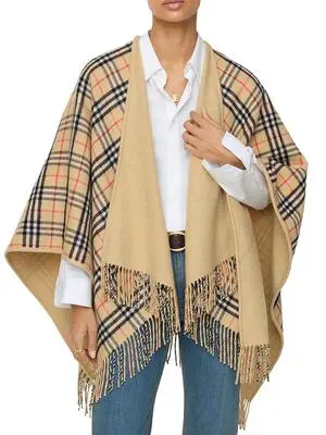 Burberry Reversible Check Wool Cape