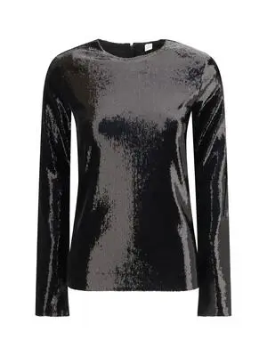 TOTEME Long-sleeved Sequin Top - Black