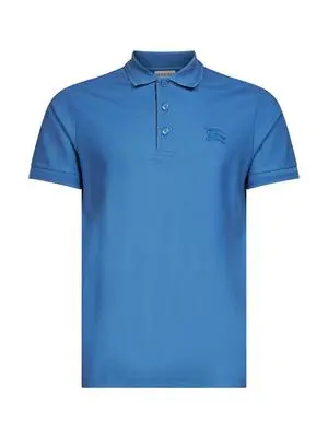 Burberry Burberry Men Pool Blue Cotton Pique Polo Shirt With Embroidered Ekd Multicolor