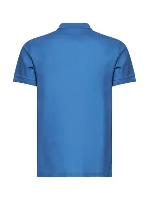 Burberry Pool Blue Cotton Pique Polo Shirt With Embroidered Ekd - Multicolor