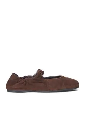 Miu Miu Ruffled Suede Ballerinas