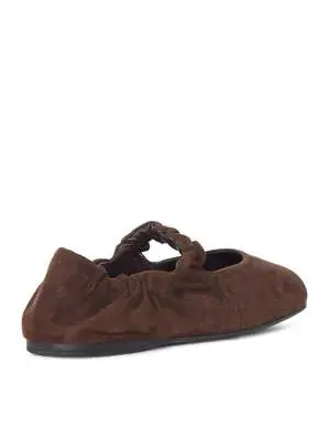 Miu Miu Ruffled Suede Ballerinas