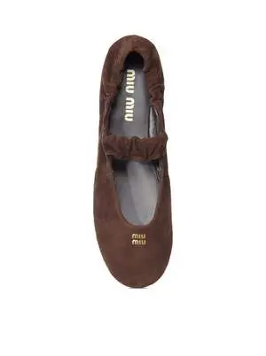 Miu Miu Ruffled Suede Ballerinas