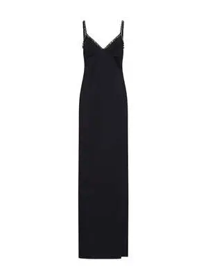 Stella McCartney Black Stretch Viscose Embellished Evening Dress - Multicolor