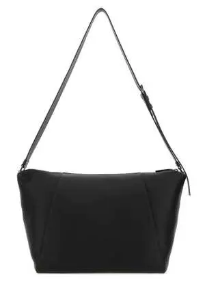 Prada Leather Crossbody Bag With Silver Metal Finishing - Black