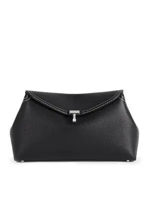 TOTEME T-lock Clutch Grain - Black