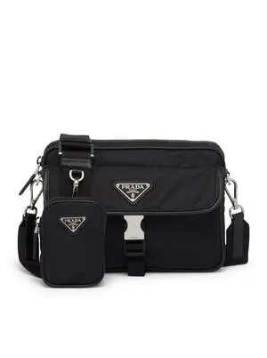 Prada Shoulder Bag In Re-nylon And Saffiano - Black