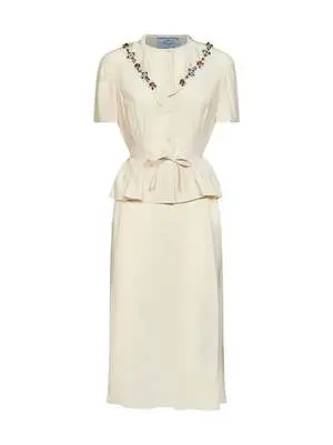 Prada Embroidered Silk Midi Dress - Multicolor