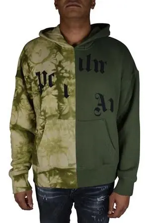 Palm Angels Two-tone Broken Logo Hoodie - Green