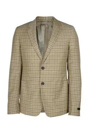 Prada Checkered Virgin Wool And Mohair Blend Blazer - Cream