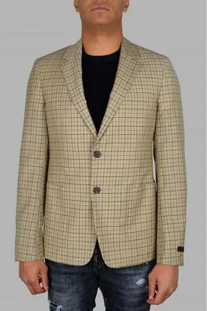 Prada Checkered Virgin Wool And Mohair Blend Blazer - Cream