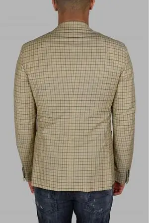 Prada Checkered Virgin Wool And Mohair Blend Blazer - Cream