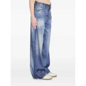 GOLDEN GOOSE Printed Palazzo Trousers - Blue