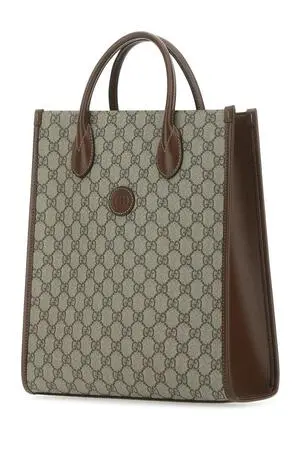 Gucci Gg Supreme Fabric And Leather Handbag