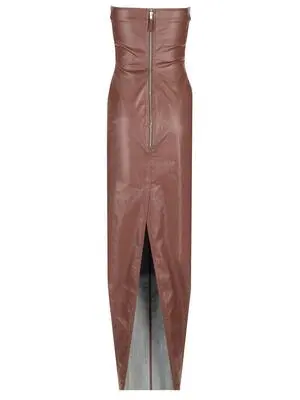 Rick Owens Long Coated Denim Bustier Dress - Brown